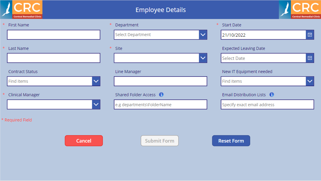 How to Submit a New User Form – ITS Dept CRC