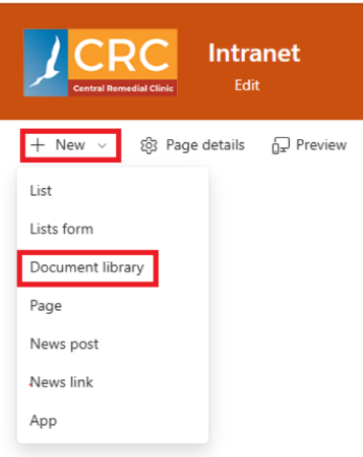 Adding a Document Library – ITS Dept CRC